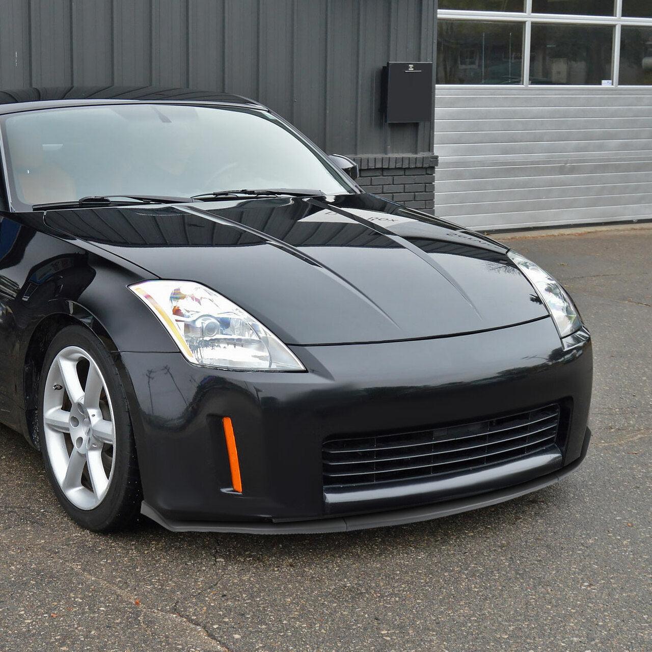 Spec D LPF 350Z03GB RD PQ Glossy Black Red Trim Polypropylene Front Bumper Lip Kit Nissan 350Z 2003 2005